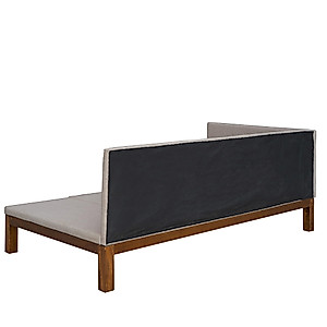 Upholstered Daybed/Sofa Bed Frame/Wood Floor Bed with Linen Cover Mattress/Futon Sleeper Beds, Twin Size, Beige