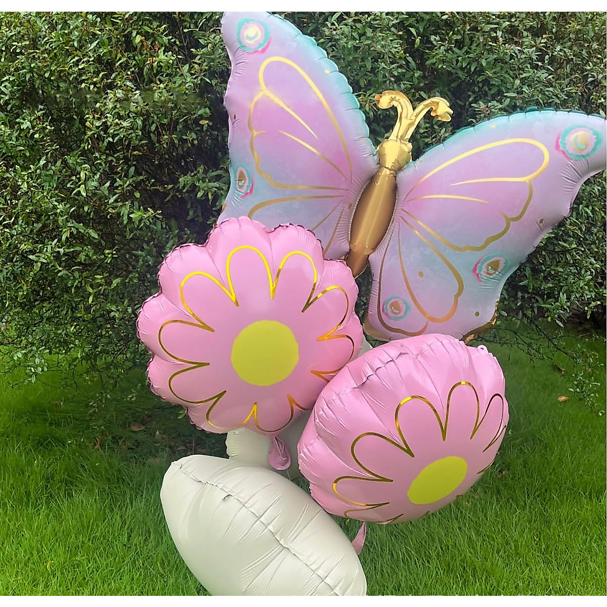 2Pcs Big Butterfly Balloons Pastel Pink Butterfly Foil Mylar Balloon,Colorful Butterfly Themed Baby Shower Girl Birthday Party,Wedding Summer Party Decorations Supplies(Light Pink Gradient Gold)