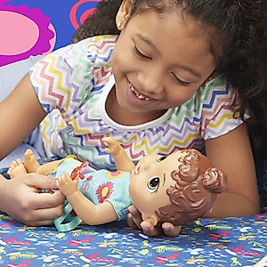 Baby Alive Baby Lil Sounds: Interactive Brown Hair Baby Doll for Girls & Boys Ages 3 & Up, Makes 10 Sound Effects, Including Giggles, Cries, Baby Doll with Pacifier
