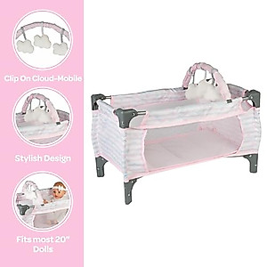 Adora Pack-N-Play Deluxe Baby Doll Crib & Easy to Convert Changing Table Set, Includes Storage Box and Removable Diaper Pad, Holds Most Dolls up to 20”, Perfect Gift for Ages 3+