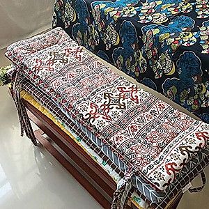 Outdoor Indoor Long Rectangle Bench Cushion, 48x12inch Non-Slip Soft Loveseat Swing Wicker Chair Pad, Patio Garden Deck Backrest Fresco Settee Seat Cushion