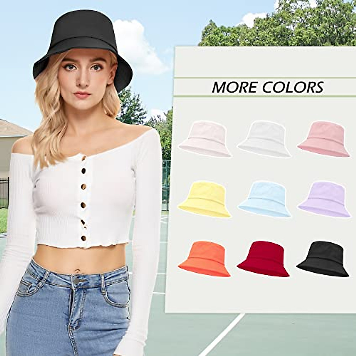 Zando Bucket Hat for Men Travel Sun Hat Packable Fishing Hat Lightweight Sun Visor Outdoor Fisherman Cap Foldable Windproof Hiking Beach Hats for Women Unisex Black Hat One Size