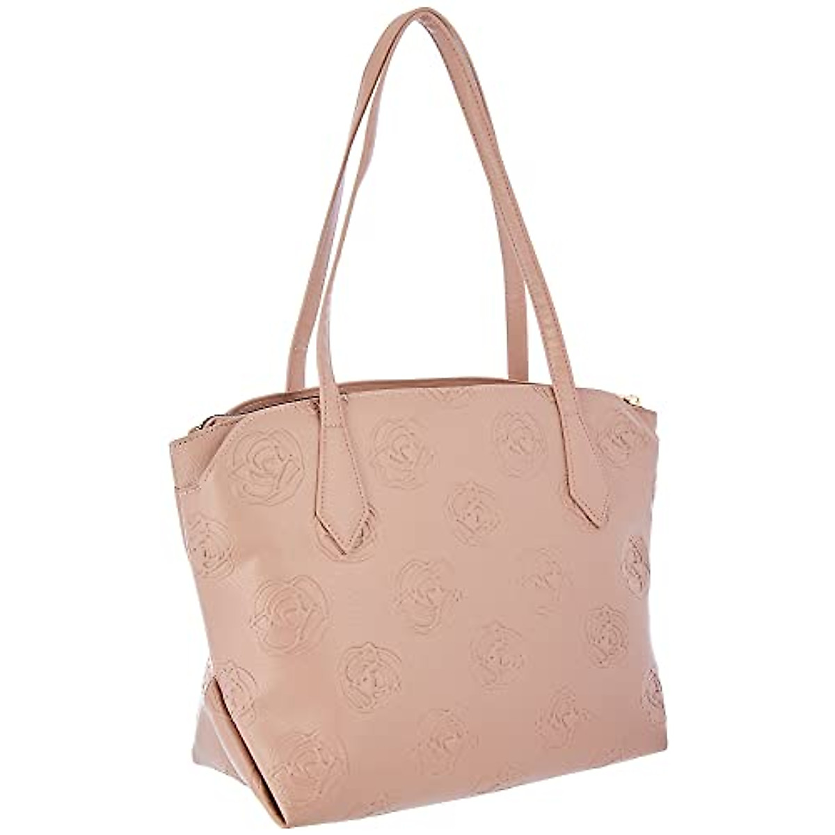 Betsey Johnson Debossed Roses Triple Compartment Faux Leather Tote Shoulder Bag