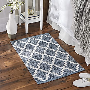 DII Woven Rugs Collection Hand-Loomed, 2x3', Blue Lattice