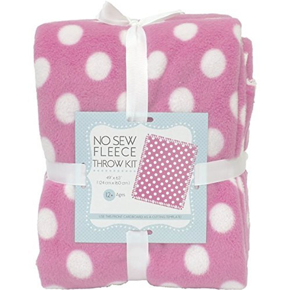Dots on Pink No-Sew Throw Fleece Fabric Kit (72x60)