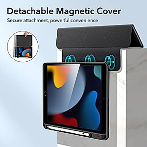 ESR for iPad Cases for 9 Generation, Hybrid Trifold Stand Case Compatible with iPad 9th/8th/7th Generation, Magnetic Detachable Cover with Pencil Holder, Auto Sleep and Wake, Rebound Series, Black