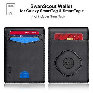 SwanScout Wallet for SmartTag & SmartTag+ Plus, Money Clip Version, RFID Blocking Genuine Leather Bifold Wallet with Gift Box (Not Include Tracker)