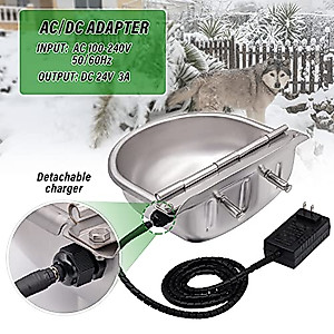 KHEARPSL Automatic Heated Dog Bowl Thermal-Bowl Livestock Waterer Water Trough Stainless Steel Auto Waterer for Chicken Dog Cattle Horse Pig Goat (Waterer+Pipe+Connector+Screw)