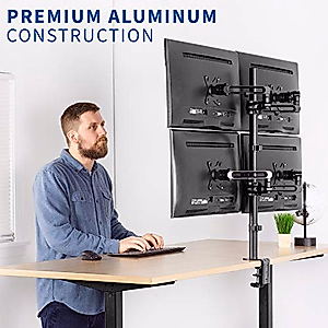 VIVO Full Motion Aluminum 17 to 32 inch Quad Monitor Desk Mount Stand with Articulating Arm Joints, Fits 4 Screens, Max VESA 100x100, STAND-V104Y
