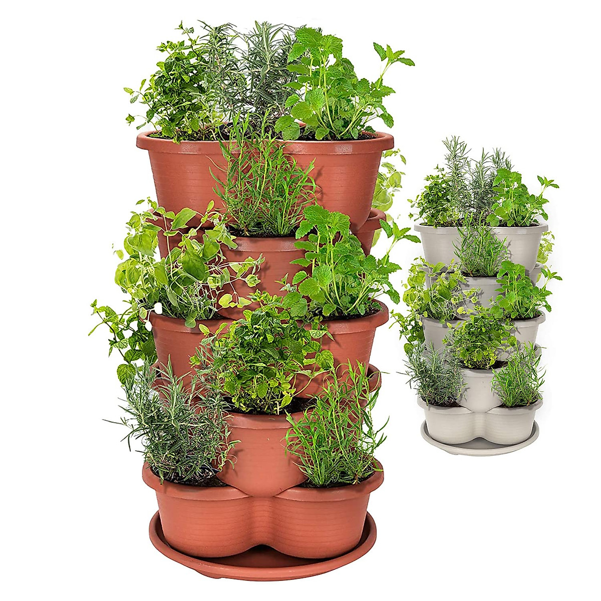 Amazing Creation Stackable Planter, Terracotta 5-Tier Vertical Garden Planter, Grow Your Own Vertical Oasis of Vegetables and Succulents