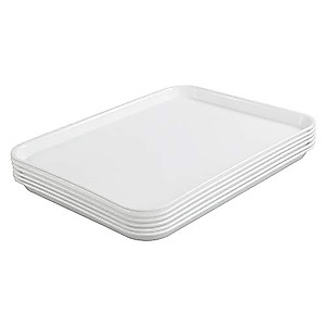 DynkoNA Fast Food Trays, Plastic Serving Tray, White, Set of 6