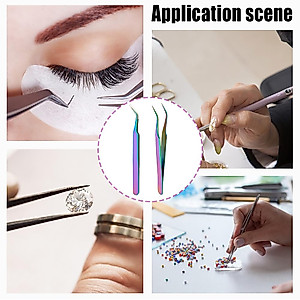 UNICRAFTALE 2pcs Stainless Steel Curved Pointed Craft Tweezer Rainbow Sticker Picking Tool Tweezer for DIY Craft Precision Tweezers Jewelry Making Electronics and Laboratory Works 12.1x0.95cm