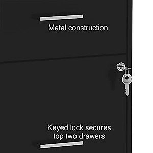 STAPLES 2806660 4-Drawer Vertical File Cabinet Locking Letter Black 18-Inch D (52152)