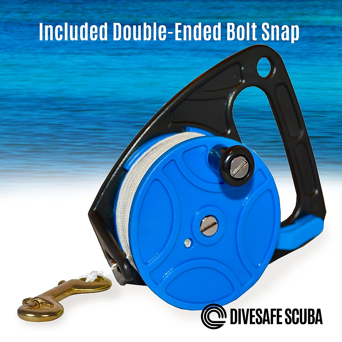 DiveSafe Scuba Diving Reel with Thumb Stopper and High Visibility White Line (150ft', 270ft') - for Cave and Wreck Exploration, Recreational Diving and Spear Fishing (270ft)