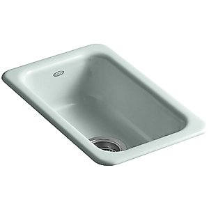 KOHLER K-6586-FE Iron/Tones Self-Rimming (12" X 18-3/4") or Undercounter (9" X 15-3/4") Kitchen Sink, Frost