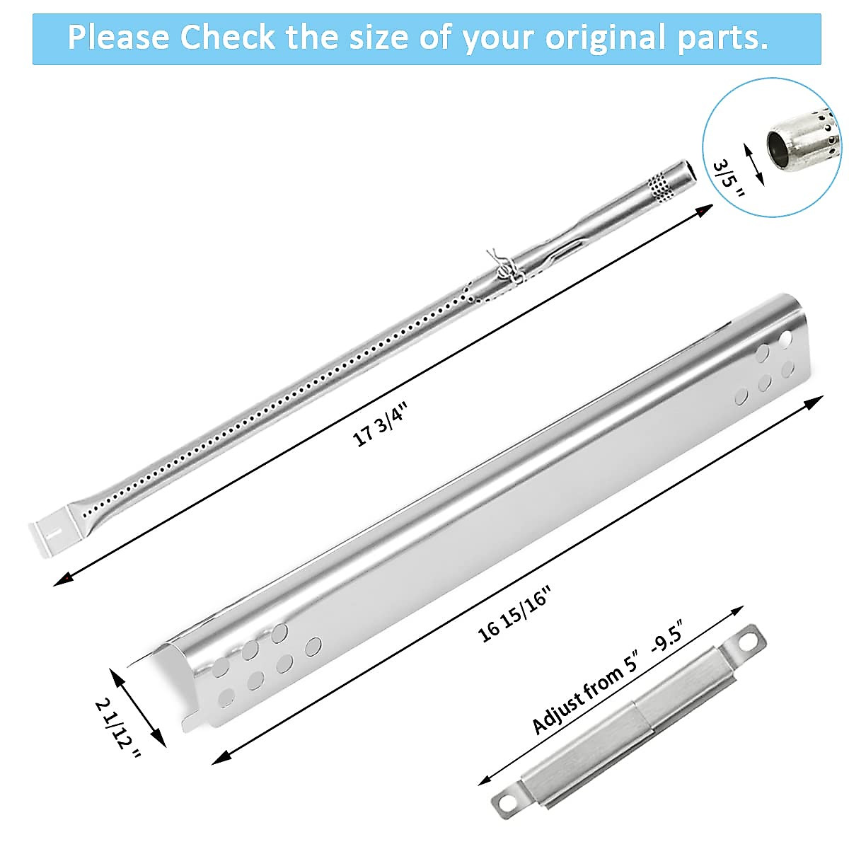 Grill Replacement Parts for Charbroil Performance 4 Burner 463342119, 463332718, 463347017, 463361017, 463673017, 463376018P2, G470-5200-W1 Burner G470-0004-W1A Heat Plate for 463342119, 463332718