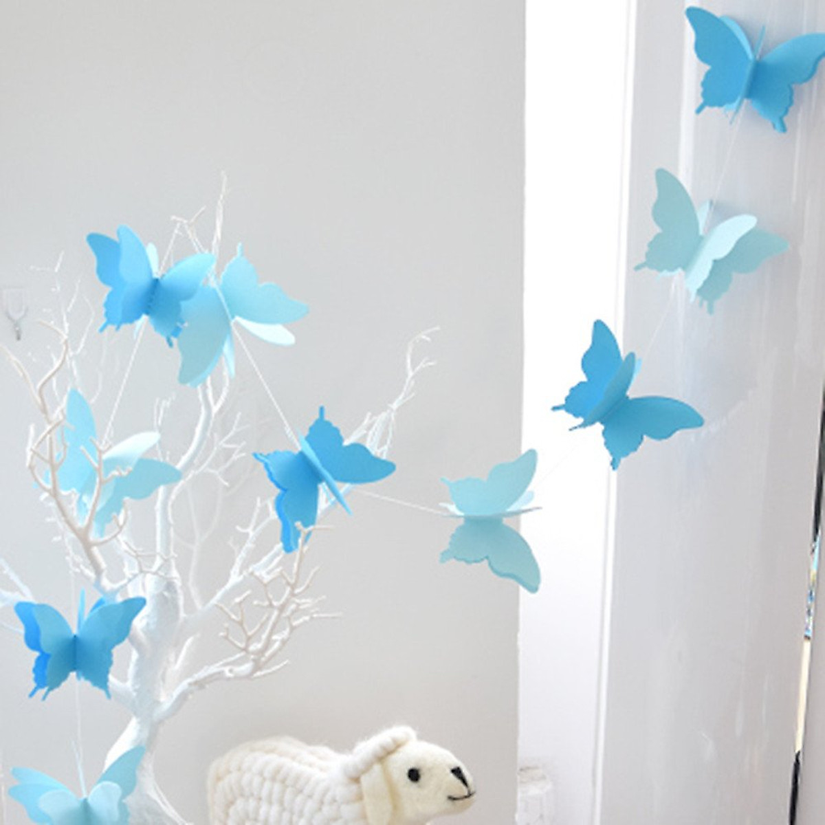 zilue Butterfly Banner Decorative Paper Garland for Wedding Baby Shower Birthday Theme Decor 110 Inches Long Pack of 2 Pieces Blue