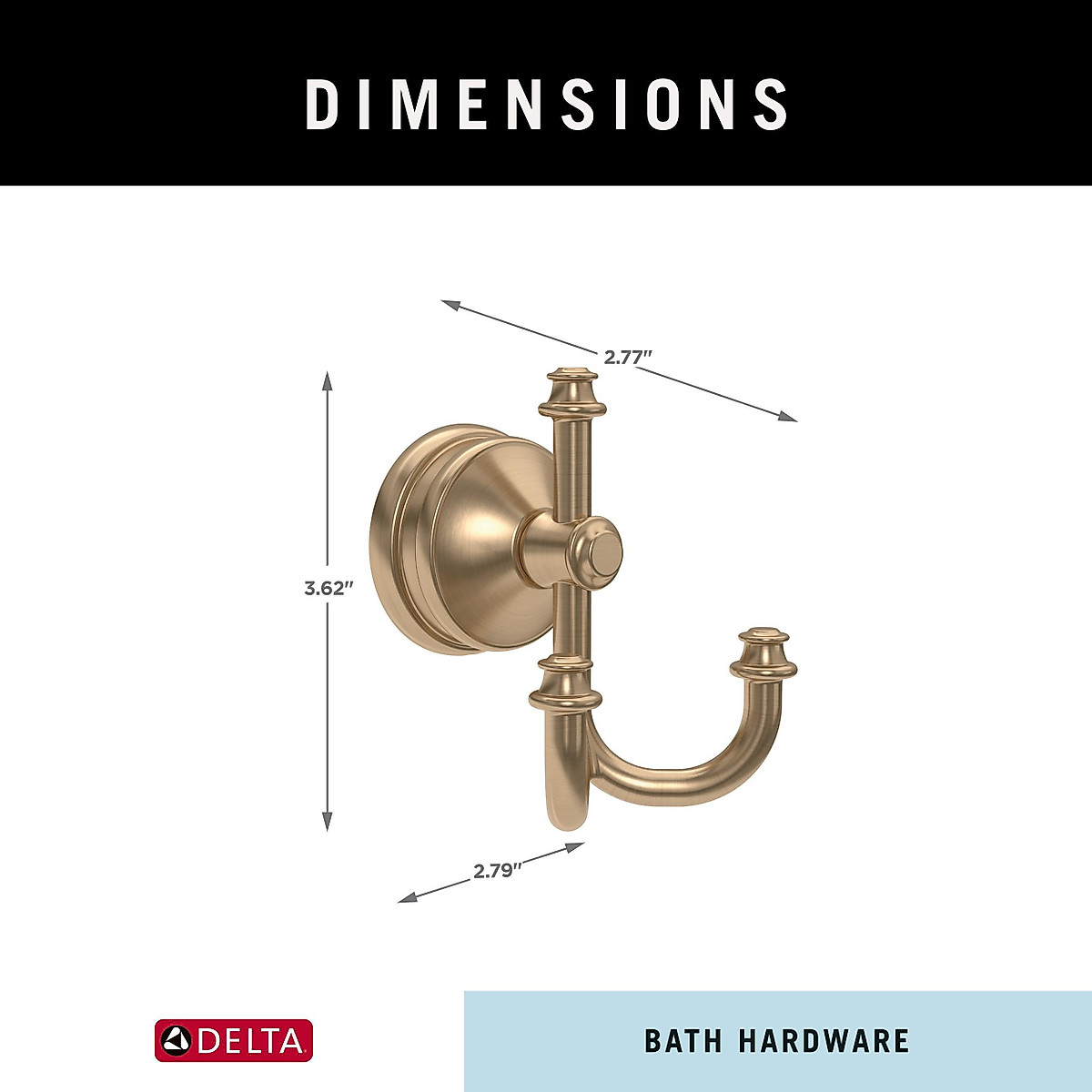 Delta Mylan (1-Pack) Towel Hooks Champagne Bronze Triple Bathroom Hooks Wall Mounted for Robes & Towels Hand Towel Hook Holder Kitchen, Bathroom Accessories MYN35-CZ