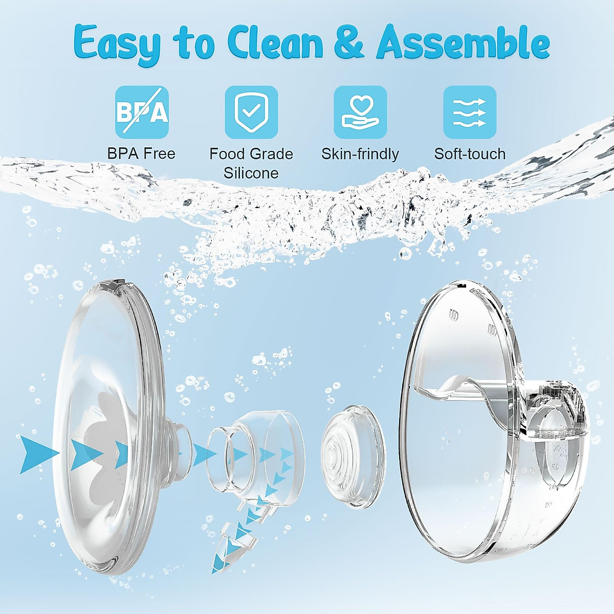 Wearable Breast Pump Hands Free, Electric Breastfeeding Pump with Massage Model& 12 Levels Adjustable Suction, Low Noise Painless Pumps with 19/21/24mm Flanges