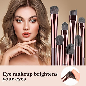 Eye Makeup Brushes Set, Premium 7Pcs Eyeshadow Brush, Professional Eye Brush for shadow lip Angled Eyeliner Eyebrows, Soft Hairs and Wood Handle.