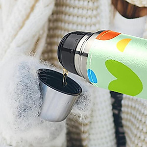 Stainless Steel Leather Vacuum Insulated Mug Semicircle and Heart Thermos Water Bottle for Hot and Cold Drinks Kids Adults 16 Oz