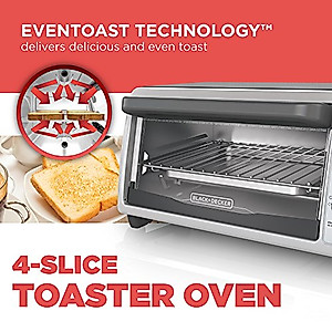 BLACK+DECKER 4-Slice Countertop Toaster Oven, Stainless steel Silver TO1322SBD