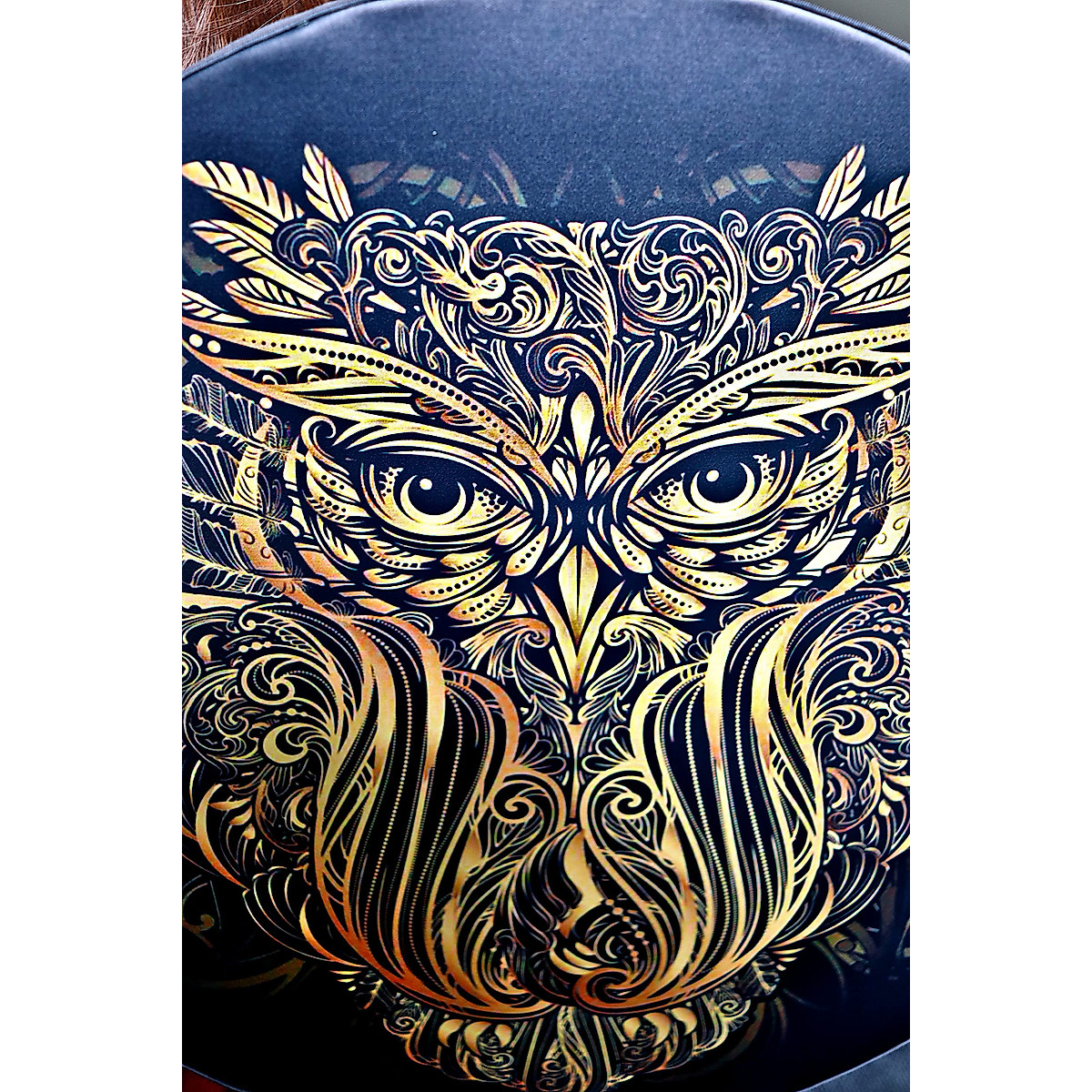 Vegan Shaman "Owl Soul" Drum 20'' | Healing Sound Therapy | Tunable Frame Drum | Water Resistant Membrane | Deep Bass Sacred Sound | With a Soft Protecting Bag