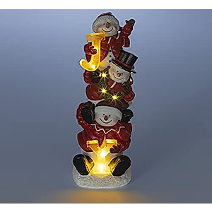 VP Home Christmas Trio Snowman Decor, Christmas Figurines Resin Snowman Lighted Decorations, LED Holiday Light Up Snowman Indoor, Festive Fiber Optic Decorations, Snowman Christmas Decorations