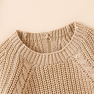 Newborn Baby Girl Boy Knit Sweater Romper Neutral One Piece Bodysuit Pullover Fall Winter Clothes (Hat Khaki, 0-3M)