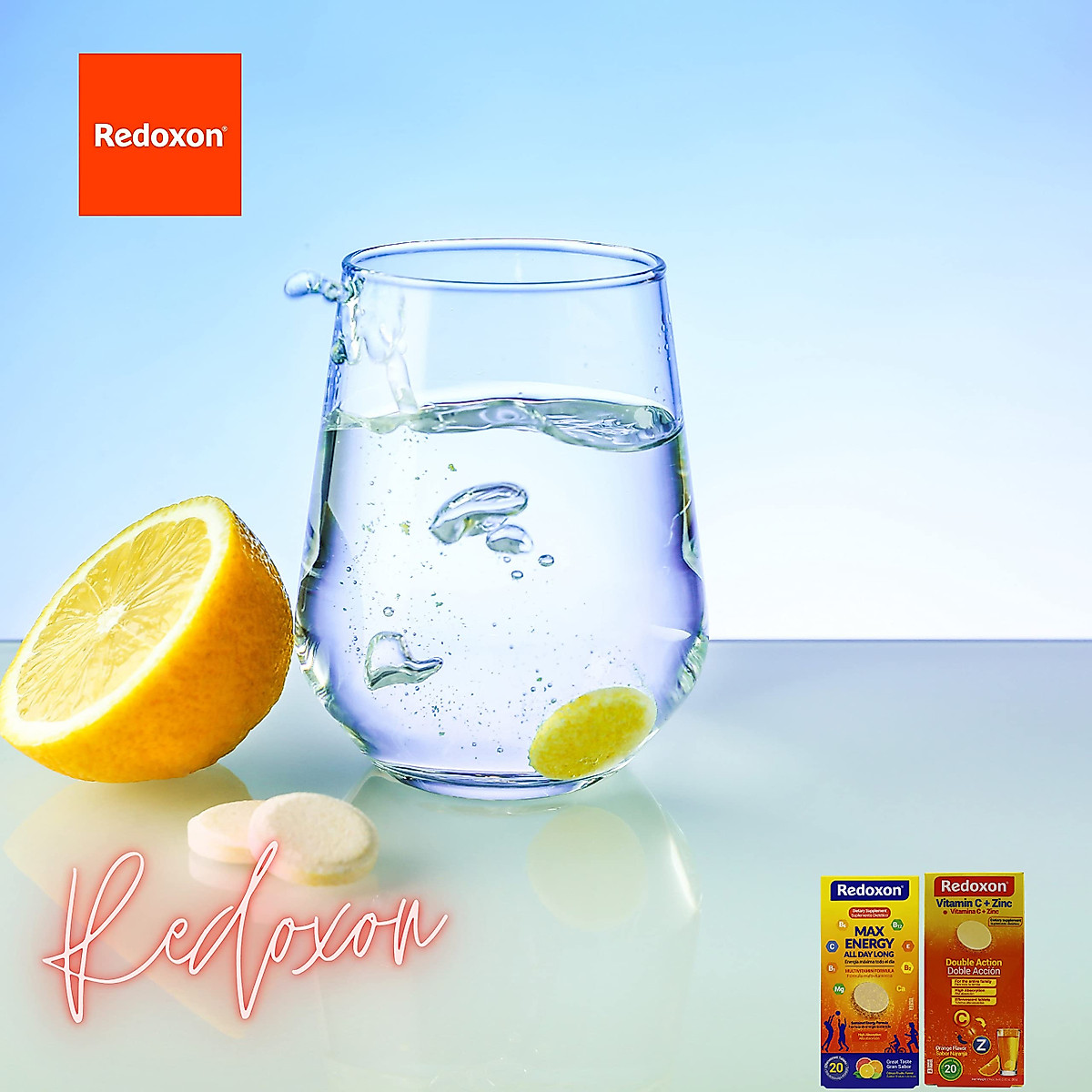 Redoxon Max Energy, Helps Support Inmune System, Citrus Flavor, 20 Effervescent Tablets, 2.82 Oz, Box