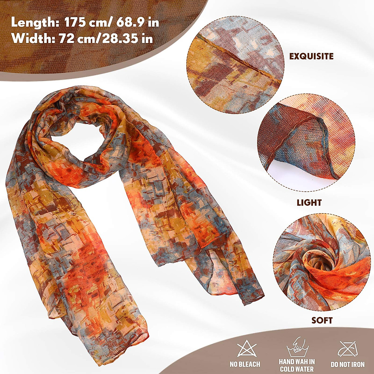 6 Pcs Women Turbans, African Pattern Head Wraps Scarves for Women, Headwear Turbans Long Hair Scarf Head wraps Tie Dye Hair Wrap Hair Bonnet for Sleeping Multicolored