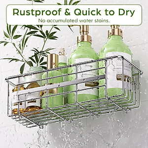 TOPCHASE Shower Caddy Shower Organizer, 4 Pack Shower Shelves for Inside Shower, Rustproof Adhesive Shower Storage Rack With Built-in Soap Dish, Large Capacity, Silver Bathroom Organizer for Shower