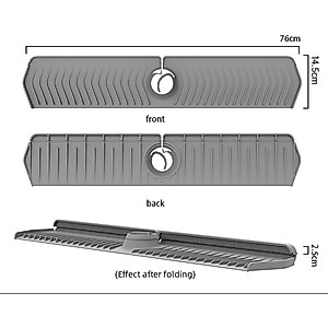 30 inch XXL long sink splash guard, sloped for water runoff, heavy duty adjustable fit splash guard, kitchen sink mat, faucet handle drip catcher, water counter protector, faucet draining mat