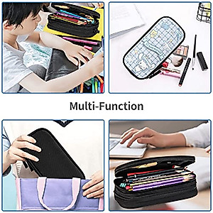 TECHOMANIA Kawaii Anime Pencil Case For Girls Portable Multifunction Cartoon Pencil Pouch Useful And Cute Double Zippers Pen Bag Gifts (Anime-1, Black)