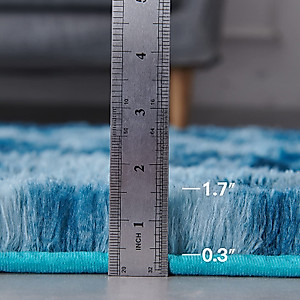 TABAYON 8 x 10 Feet Shag Area Rugs, Ultra Soft Indoor Modern Nursery Rug, Tie-Dyed Dark Blue Plush Shaggy Throw Carpets for Boy and Girls Room Dorm Living Room