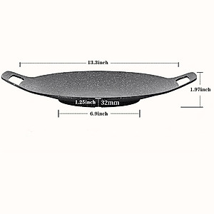 Korean BBQ Grill Pan 13.3inches, UNOSCHRIM Non-stick Grill Pan, Granite Coating Circular Grill Pan with Anti-Scalding Gloves and Food Clip, Suitable for Both Home and Outdoor Camping