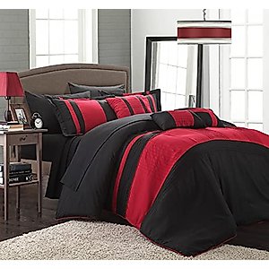 Chic Home Fiesta 10-Piece Bed in A Bag Comforter Set, Queen, Red