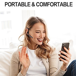 Conambo K10C Bluetooth Headset V5.1, Bluetooth Earpiece with CVC8.0 Dual Mic Noise Cancelling Handsfree Headset 16h Talk Time Wireless Headset for iPhone Android Cellphones Trucker Driver Office Work