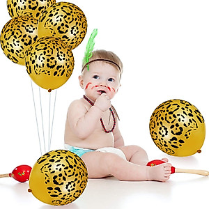 Gejoy 36 Pieces Leopard Balloons Cheetah Balloons Leopard Print Balloons Jungle Animal Balloons Leopard Spots Latex Balloons for Jungle Zoo Animals Party Supplies