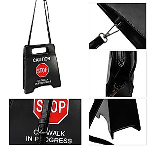 KUANG! Women Novelty Stop Sign Handbags Fashion Caution Catwalk in Progress Crossbody Bag Messenger Purse for Girls