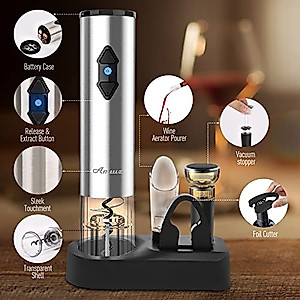 AMIUZ Electric Wine Opener, Battery Operated Corkscrew, Automatic Bottle Opener, Wine Gift Set