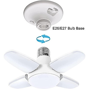 2-Pack Mini LED Garage Light, 40W Deformable LED Garage Ceiling Lights with 4 Adjustable Panels, LED Shop Light 4000LM 6500K LED Bulb Light E27/E26 Garage Light for Workshop,Indoor,living room