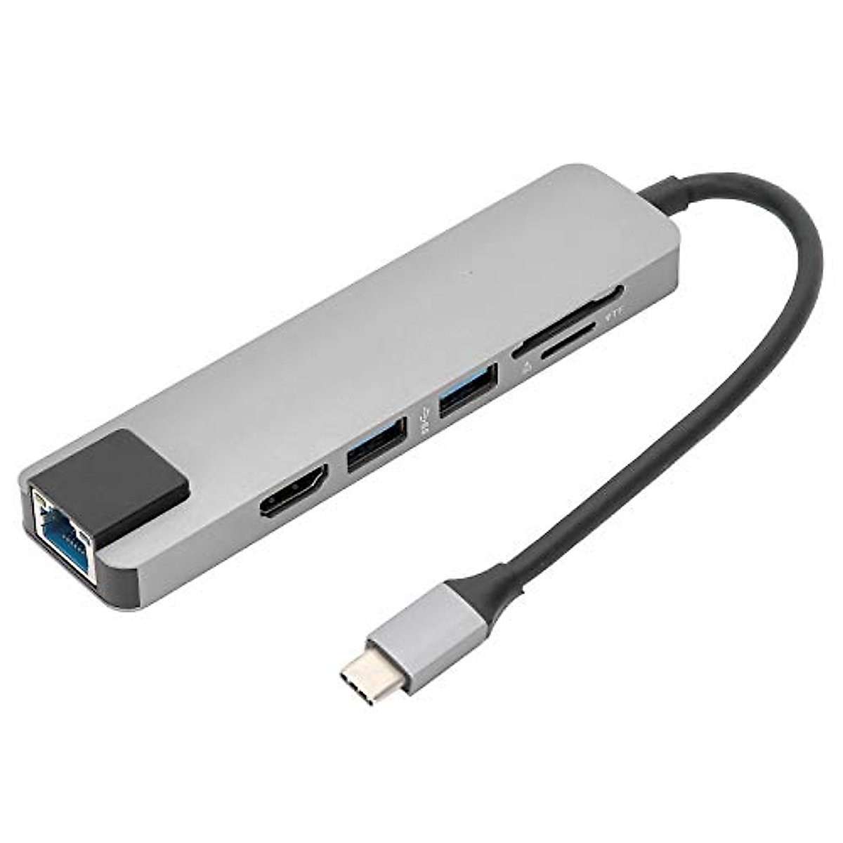 HUB Multifunction USB 3.0 Type‑C HDMI RJ45 Display Adapter Gray Compatible with OS X/Windows for Office and Entertainment