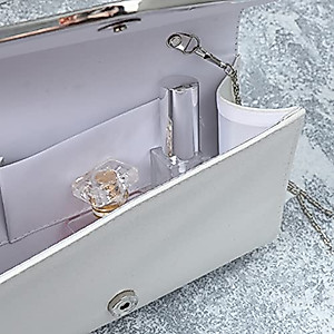 SHERCHPRY Large Mens Wallet White Clutch Evening Purse with Chain Strap for Women Ladies Wedding/Prom/Black- Tie Events Womens Wristlet Wallets