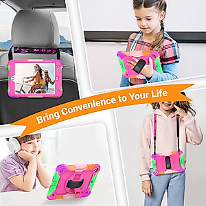 SEYMAC for iPad Mini 5/4 Case, 7.9 Inch, Sturdy Heavy Duty Shockproof Full-Body Protective Case with Screen Protector, Rotating Stand, Hand/Shoulder Strap, Camo/Pink