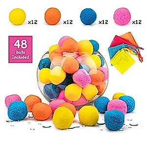 beetoy Sponge Balls for Water Fights 48 Reusable Water Balloons Water Balls Highly Absorbent Cotton Water Sponges Fight with Mesh Bag Water Toys for Pool Parties Trampoline Sprinklers and Summer Fun