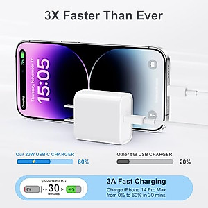 iPhone Charger iPad Charger Original 2.4A 12W USB Wall Charger Foldable Portable Travel Plug and 2 Pack Charging Cable Compatible with iPhone,iPad