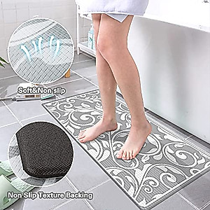 Large Kitchen Mats Anti Fatigue, 2 - Pack MojiDecor Thicken Kitchen Rugs Standing Pads Durable Stain Resistant Non-Slip Memory PVC Floor Mats (17.8 x 47.2Inch)& (17.8 x 30Inch) for Home Garage Office