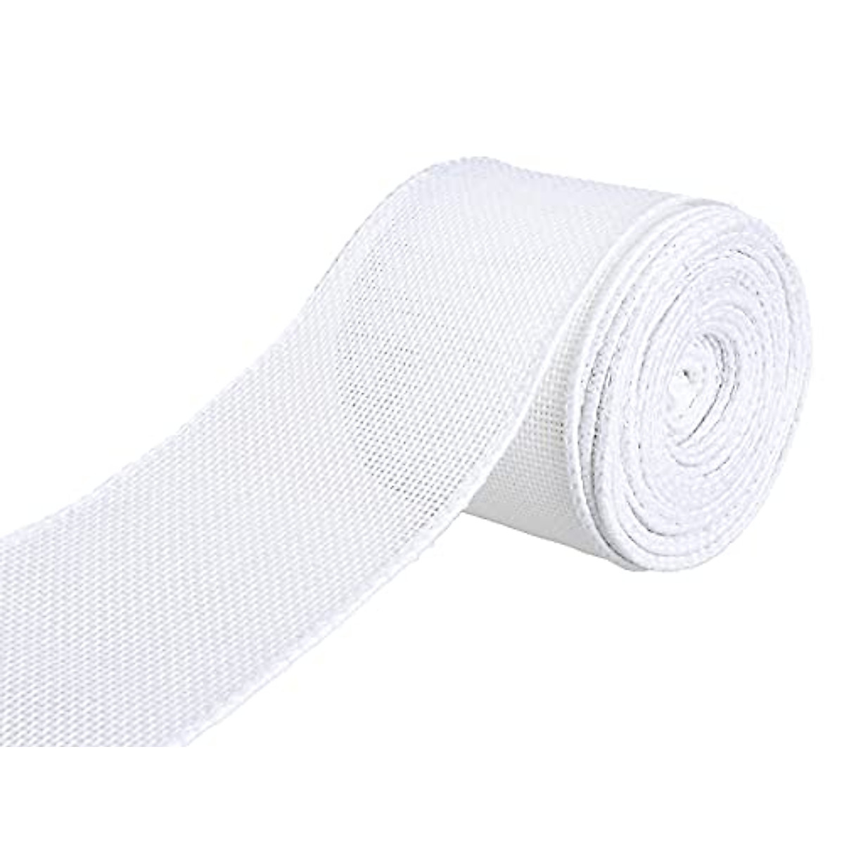 ATRBB White Burlap Wired Ribbon, Solid Color Wired Edge Ribbon, 2.5" x 10 Yd