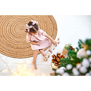 Bedding Craft Jute Rug 4 ft,Hand Woven Rug,Round Natural Yarn, Rustic Vintage Beige Braided Reversible Rug, Eco Friendly Rugs for Bedroom, Kitchen, Living Room